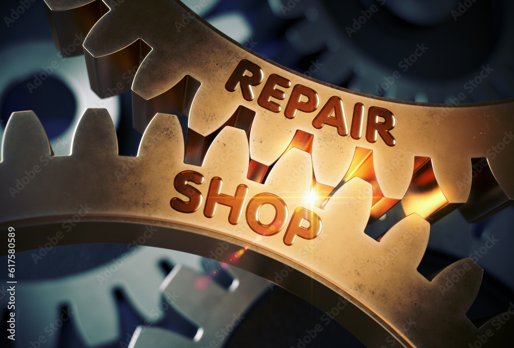 Repair Shop - Industrial Illustration with Glow Effect and Lens Flare ...