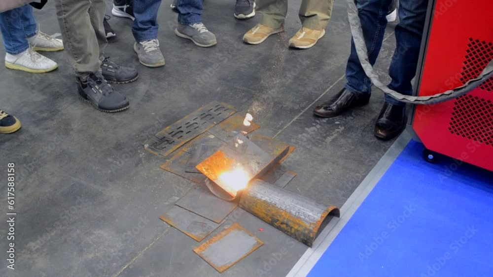 Laser cleaning of metal. Industrial laser cleaning rust of metal ...