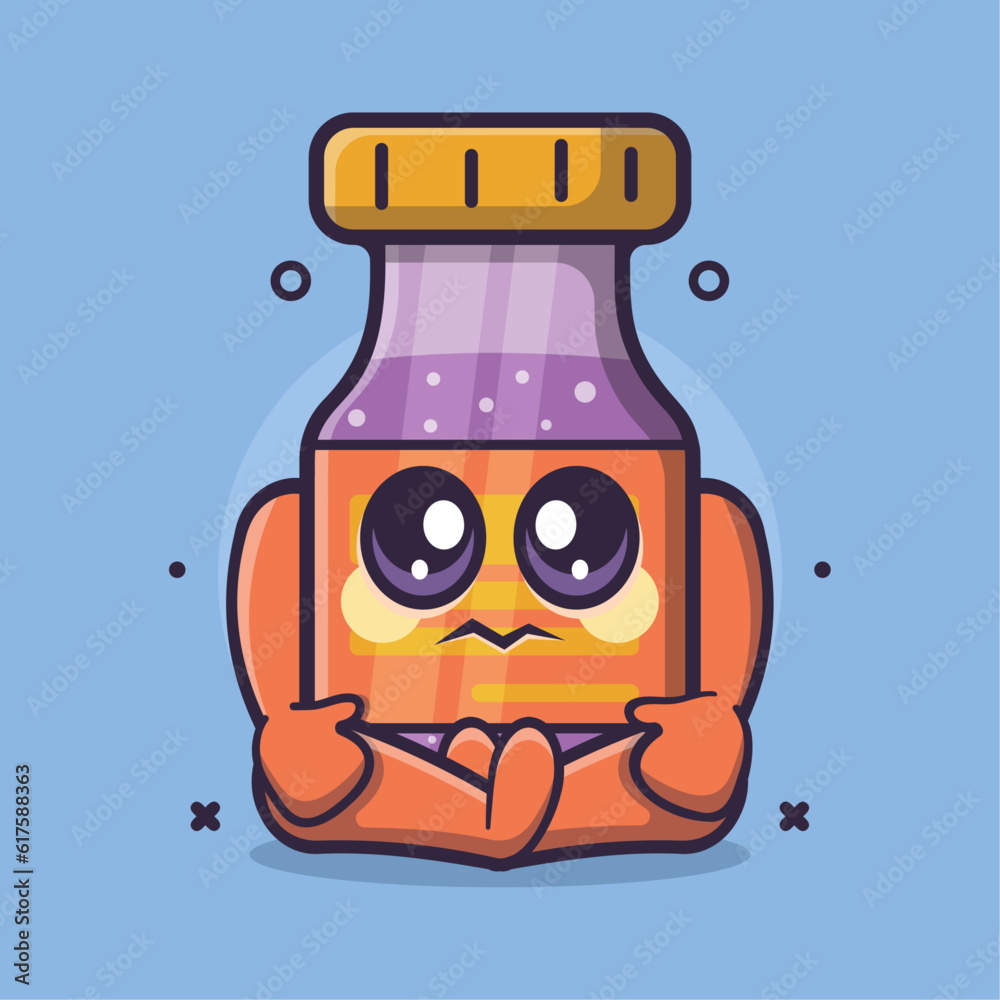 kawaii vaccine bottle character with sad expression isolated cartoon in ...