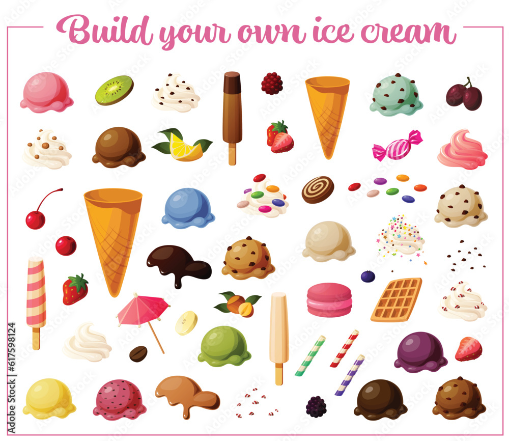 Cute vector illustration of various items needed to build your own ...