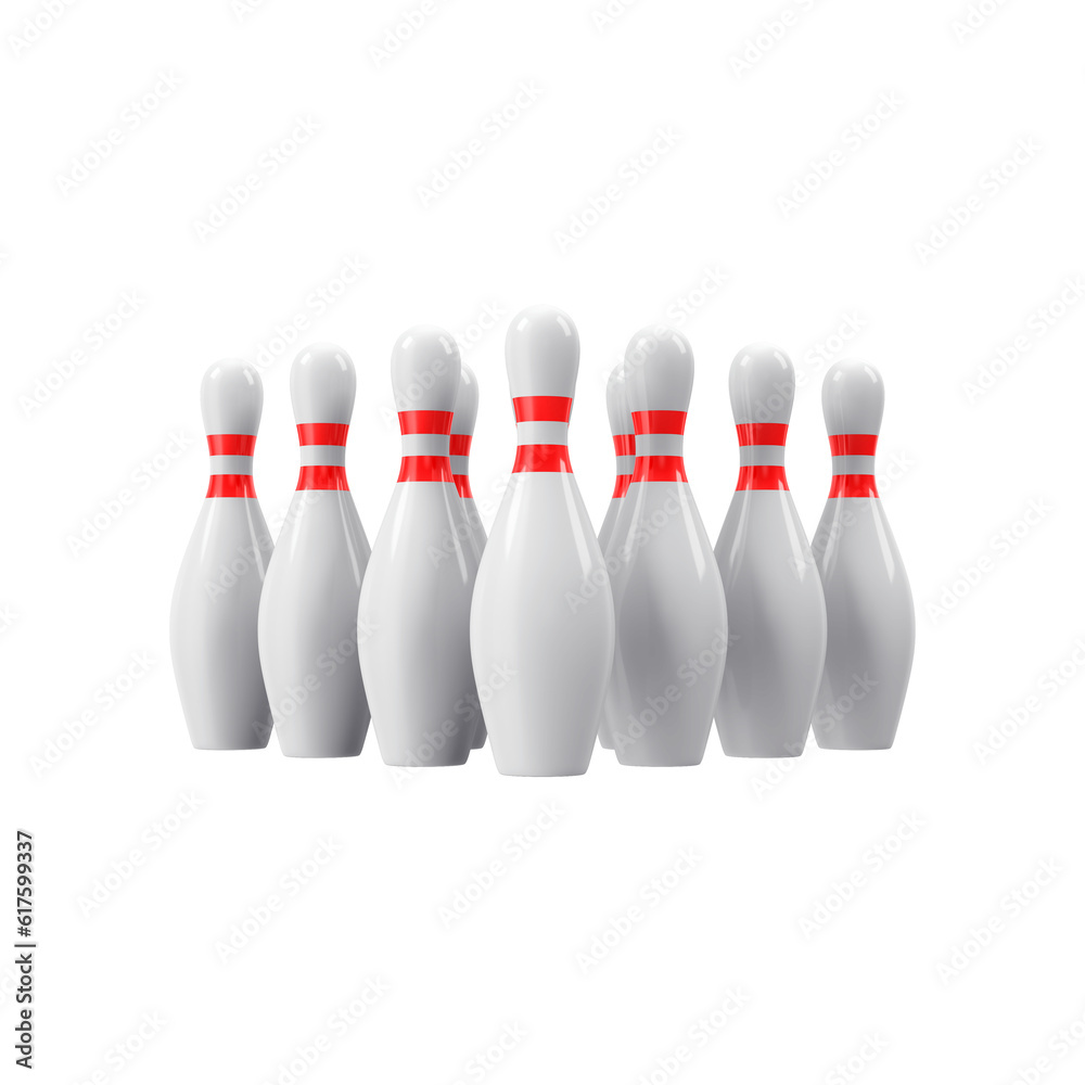 Bowling pins with perspective. For logo, wallpaper, print etc. 3D ...