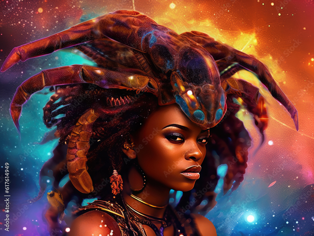 Ethereal Flames of a Mystical Crab Woman - Generative AI Stock ...