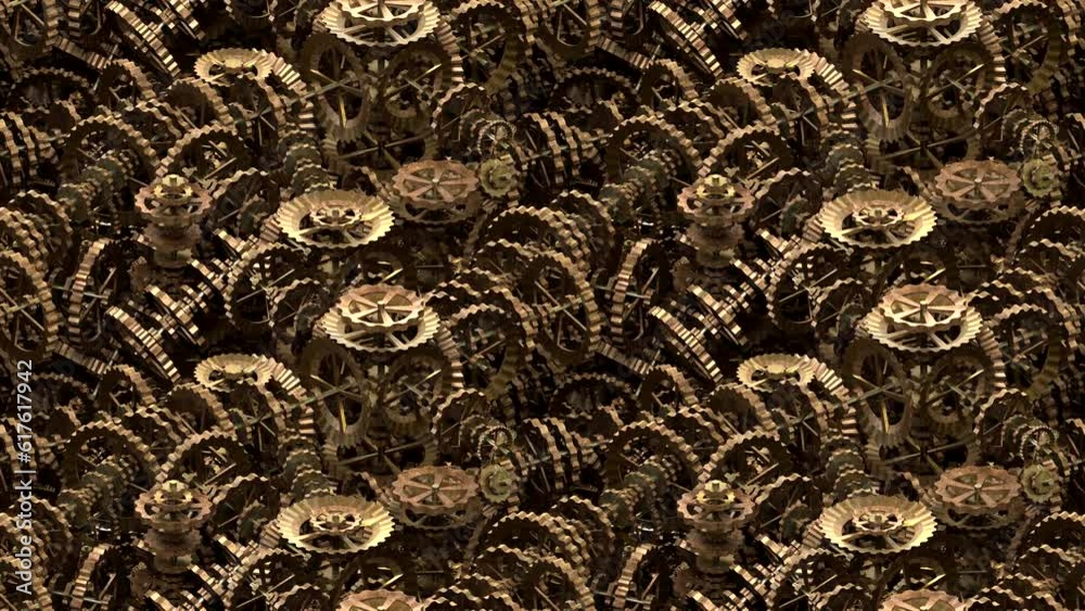 Cog Wheel Mechanism Brass Loop Tile texture. This footage is loopable ...