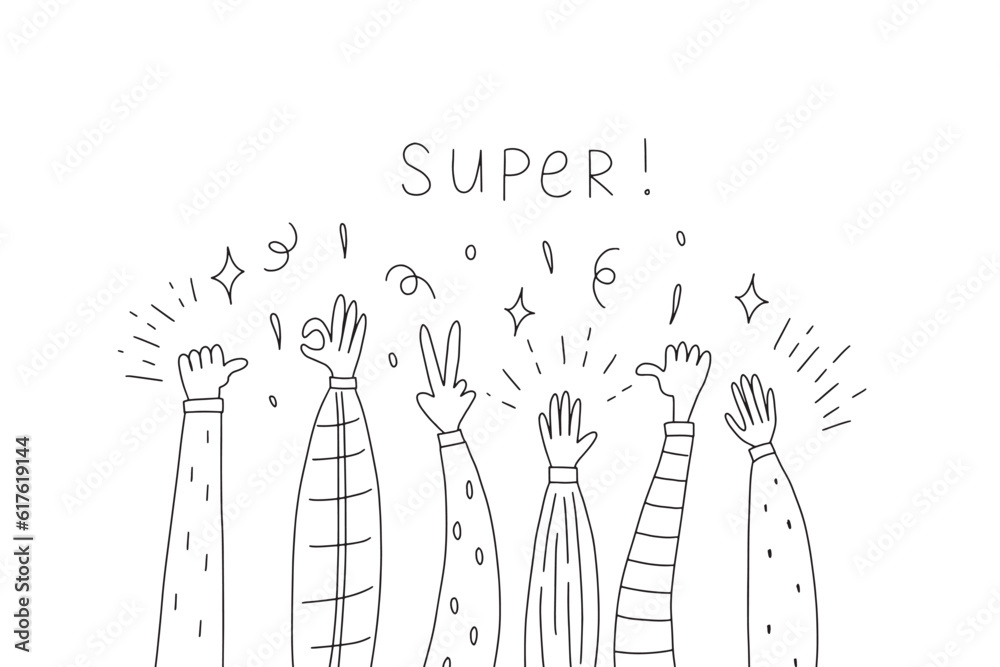 Super hand gesture sketch. Doodle style vector illustration for your ...