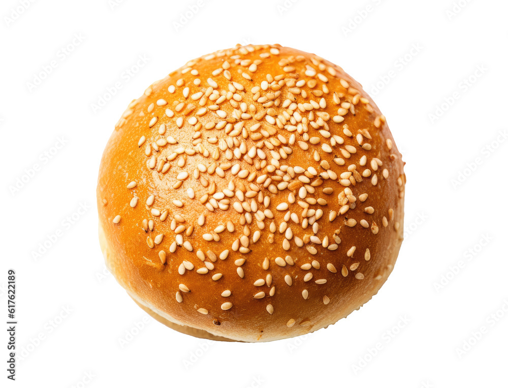 Bun with sesame isolated on transparent background, top view Stock ...
