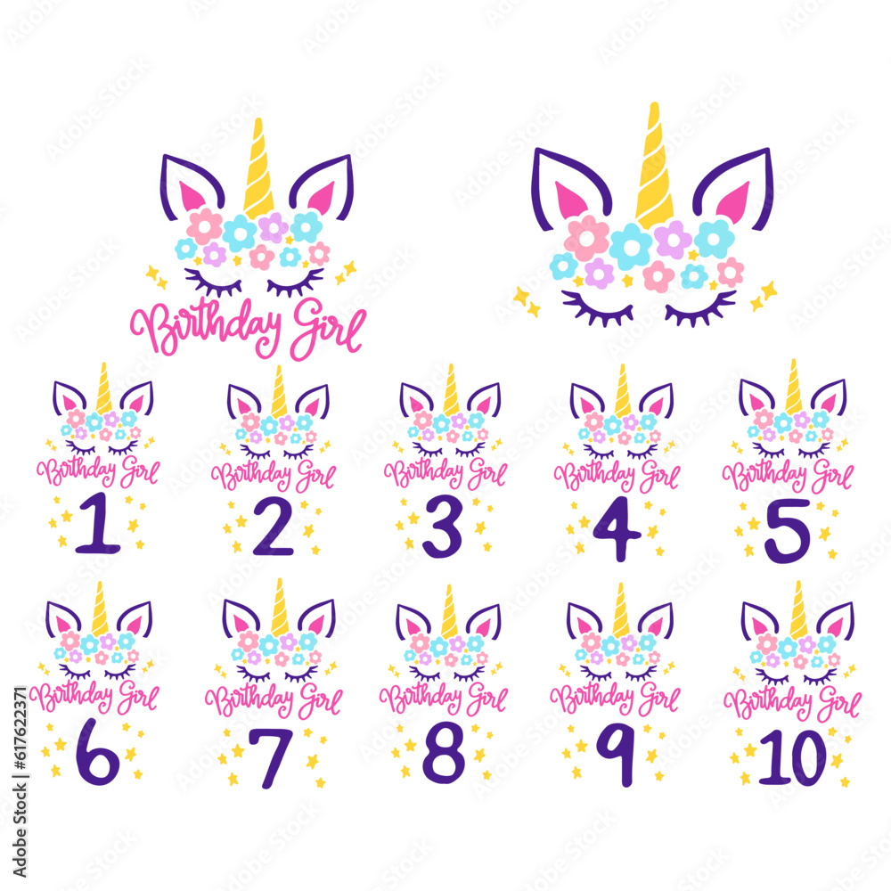 Unicorn Birthday Girl Bundle Svg, Unicorn Family Svg, Unicorn Birthday ...