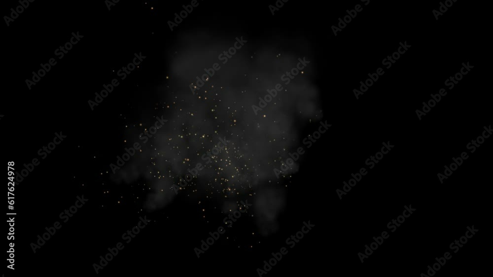 Vidéo Stock smoke cloud with sparks and dust on black background 2D ...