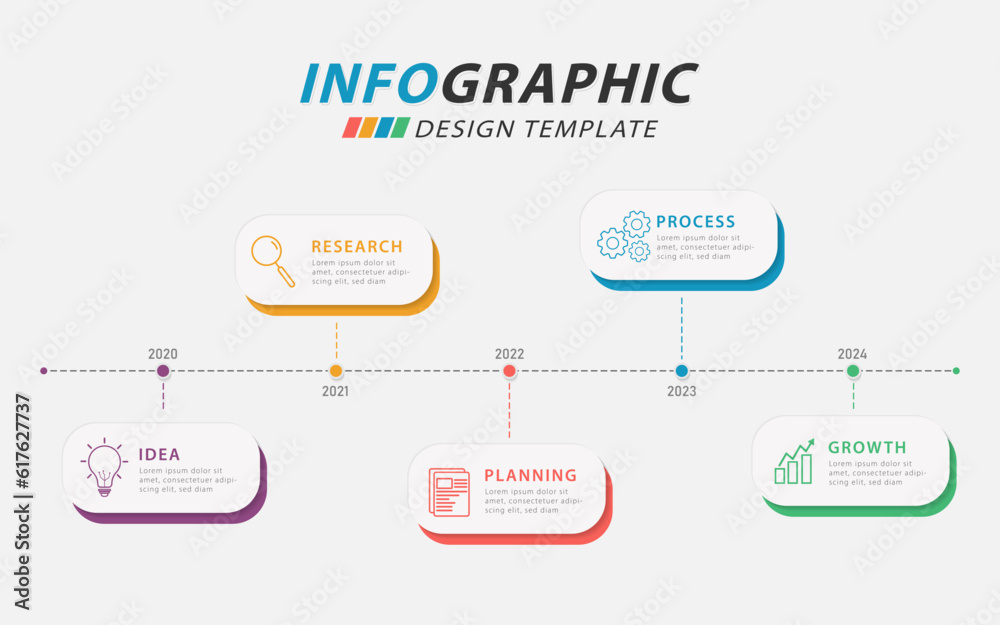 Timeline Creator infographic template. 5 Step timeline journey ...