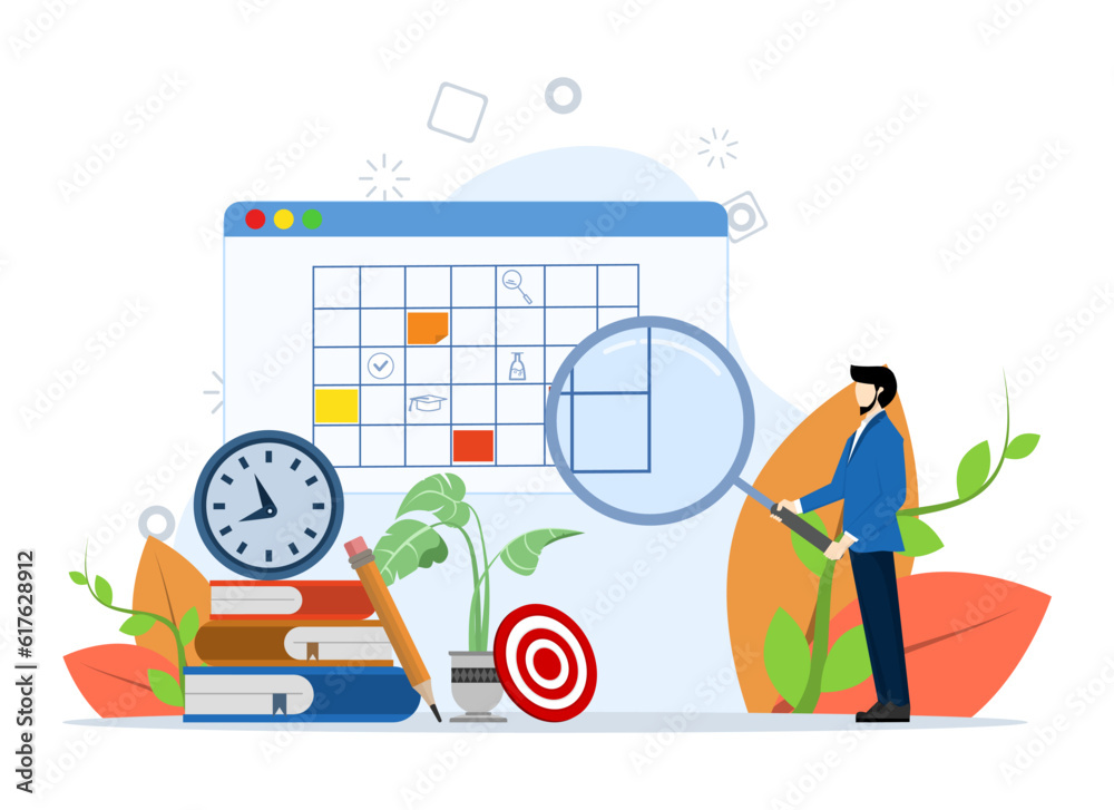 Concept of learning program, study plan, class schedule. character set ...