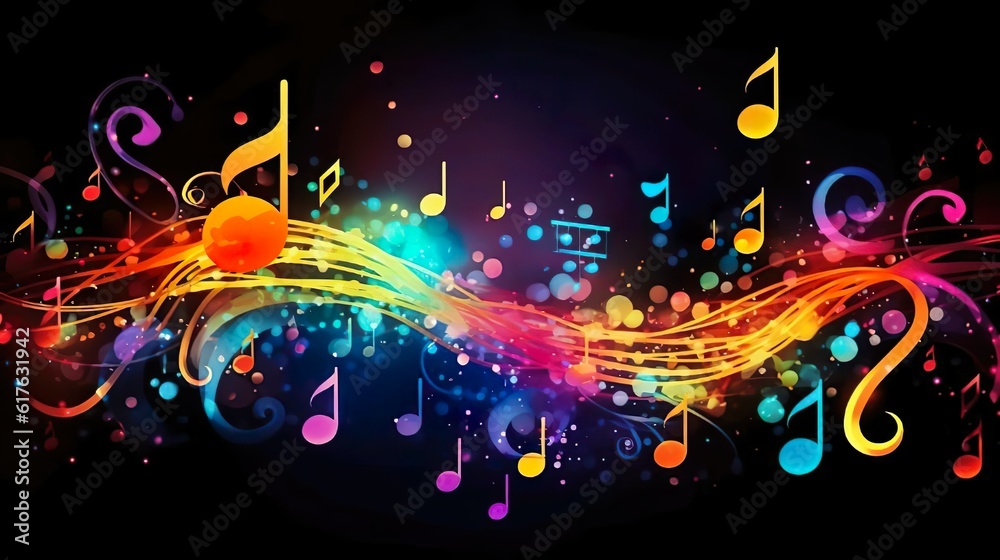 Colorful music background with musical notes Stock Illustration | Adobe ...