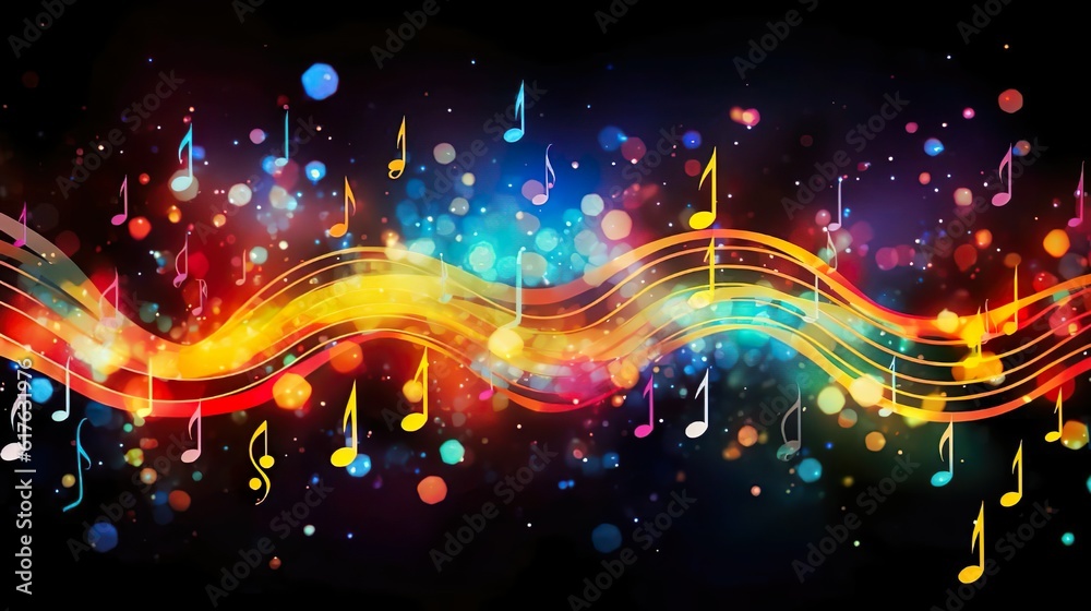 Colorful music background with musical notes Stock Illustration | Adobe ...