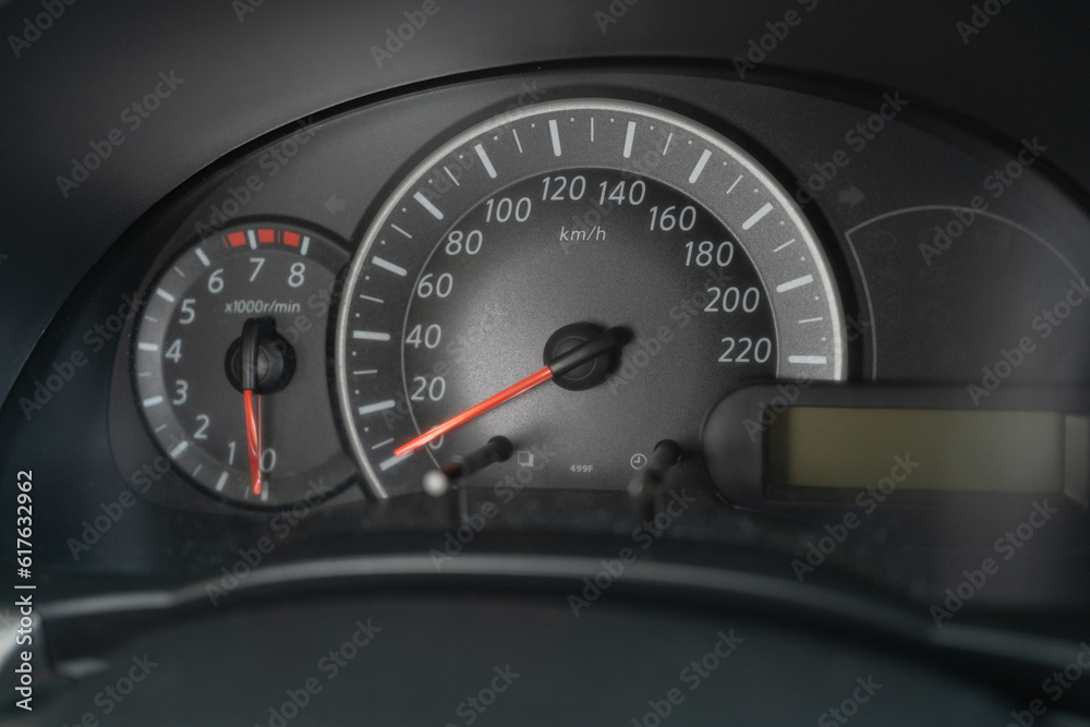 Car dashboard modern automobile control panel with speedometer and ...