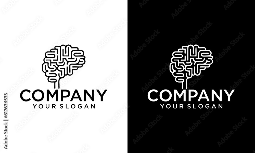 Vetor de brain tech logo icon design with creative connect dot symbol ...