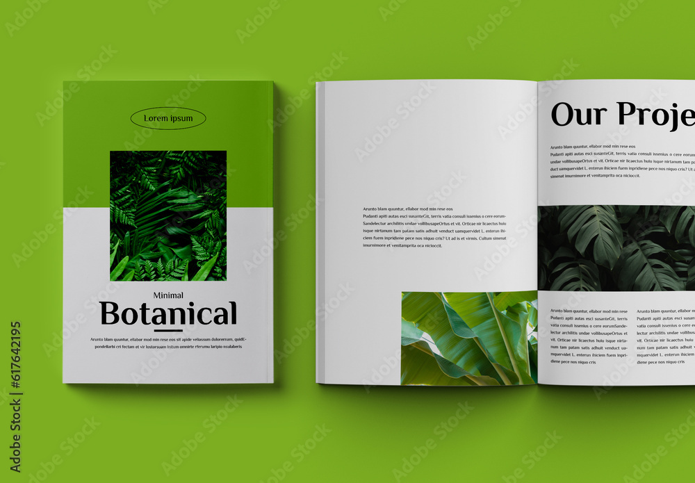 Botanical Layout with Green Accent Stock Template | Adobe Stock