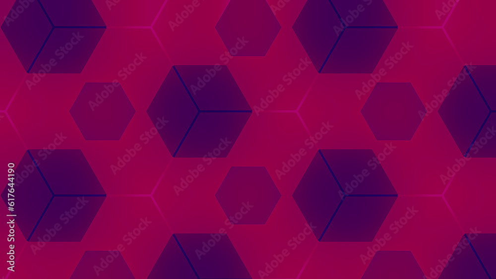 Pattern with cubes and hexagon shapes. Vibrant geometric background for cover, website, poster ...