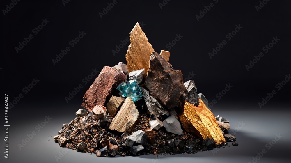 minerals extracted in a rare earth mine background, illustration for ...