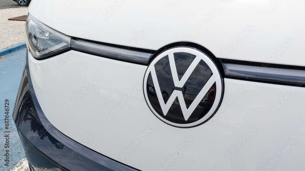 VW ID Buzz front logo brand volkswagen sign electric minibus from ...