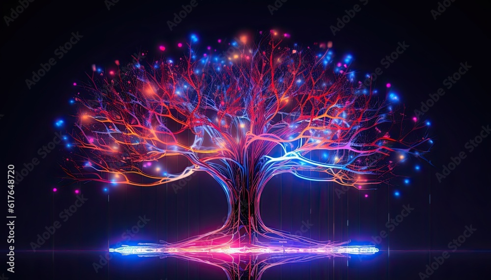 Artificial Intelligence concept a tree with branches in the form of ...