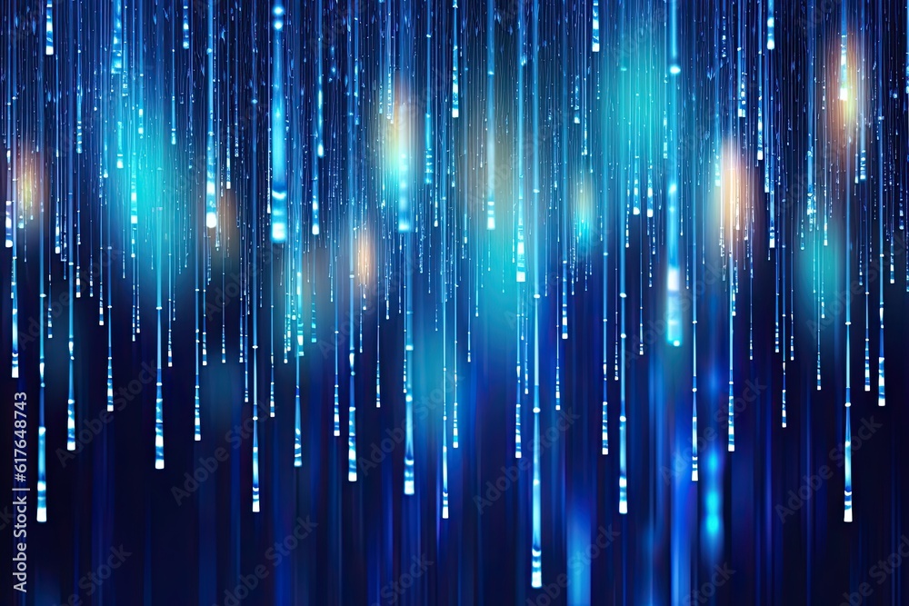 Abstract data blue background with lights and stars vertical lines ...