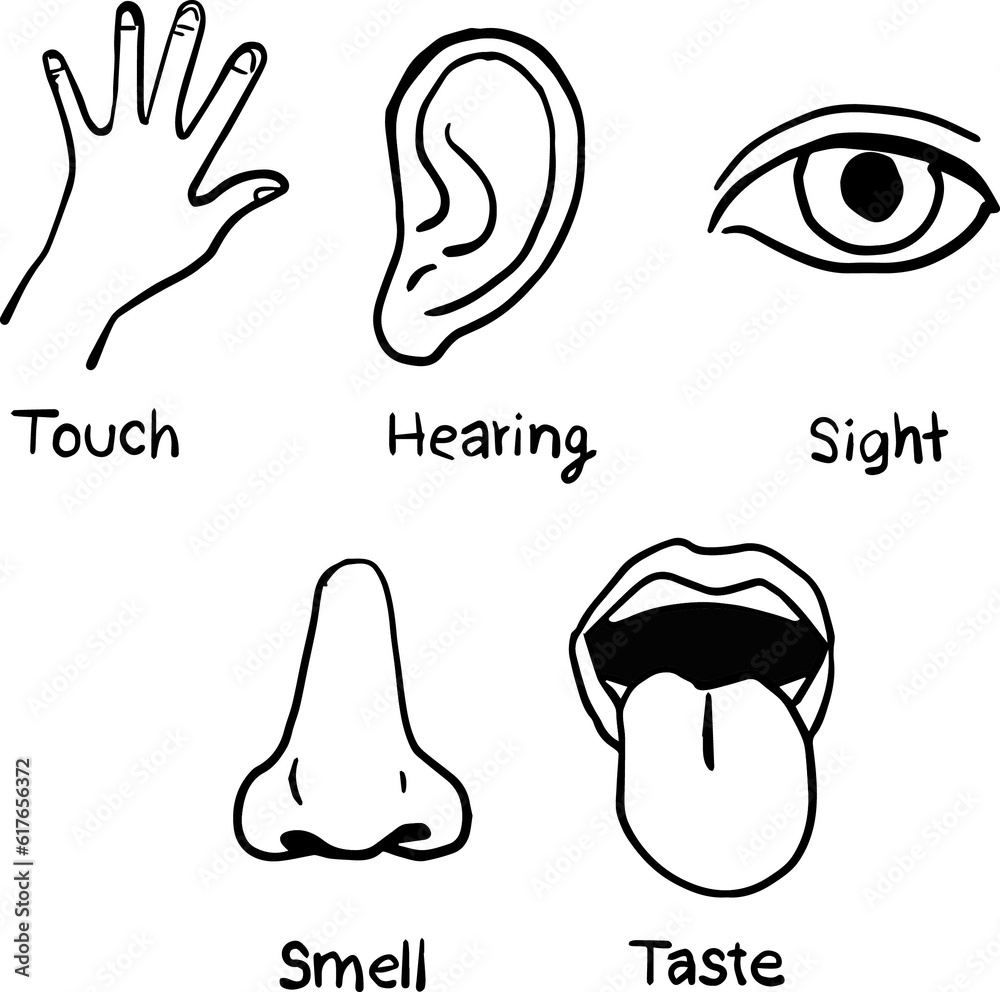 black and white line art cartoon body organs eye ear mouth tongue hand ...