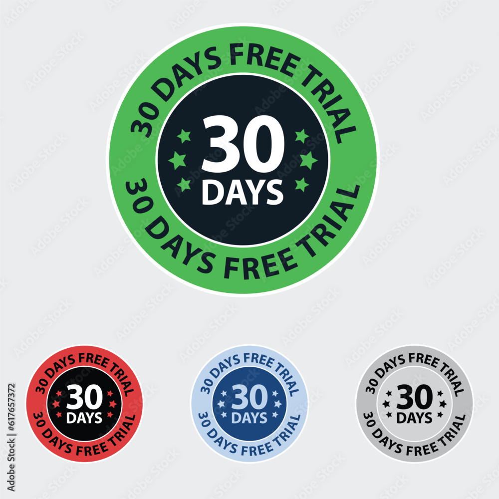 Free 30 Days Trail Pictogram icon, symbol, seal, badge,stamp, emble ...