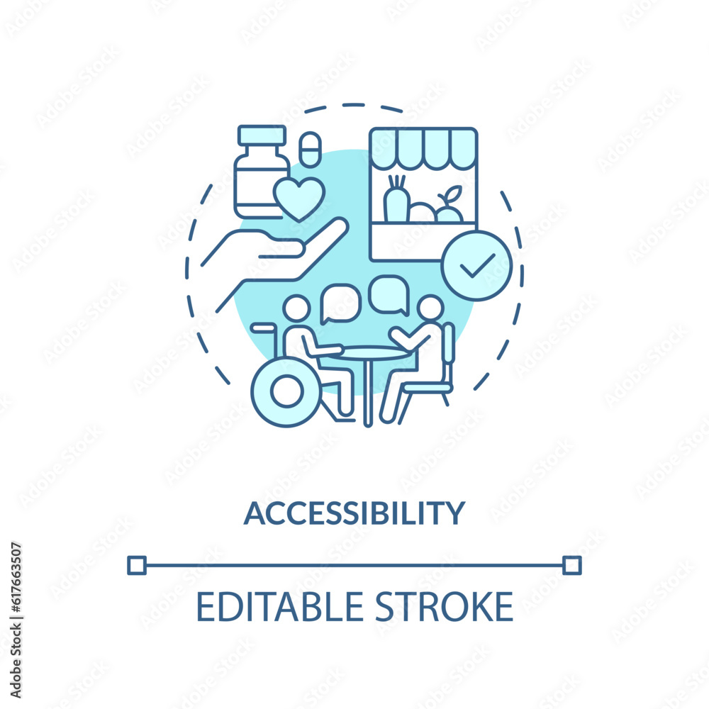 Accessibility turquoise concept icon. No barrier. Public service. Help ...
