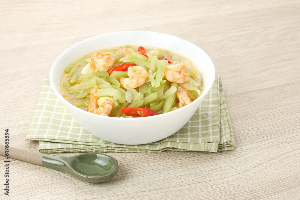 Tumis Labu Siam Udang, spicy stir fry chayote with shrimp, Indonesian ...