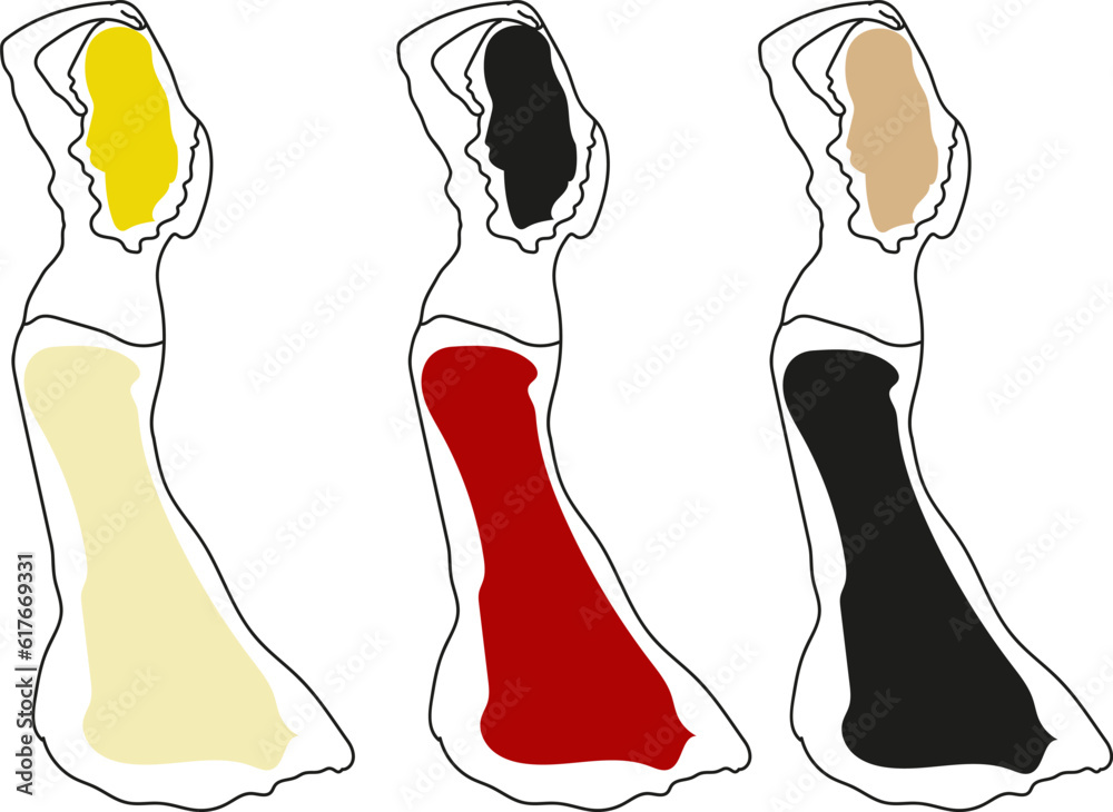 Woman Back View Vector Woman Back Silhoette Line Art Women Silhoettes Isolated Woman With