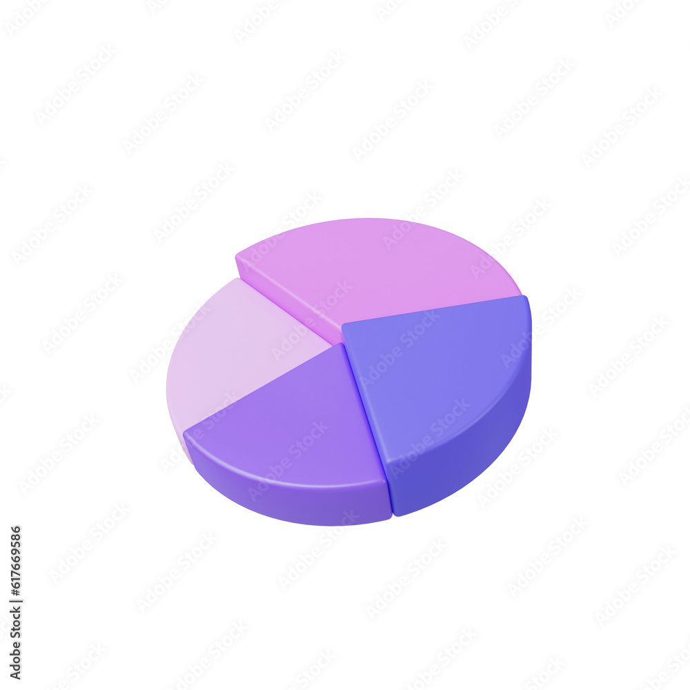 3d pie chart isolated.3D donut chart icon on purple background.business ...
