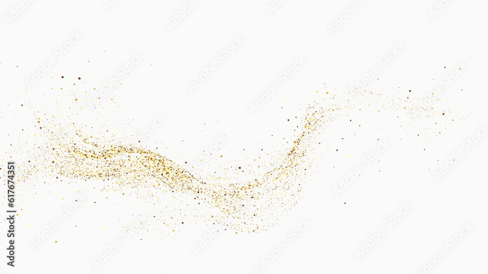 Scattered golden particles on a white background. Festive background or ...
