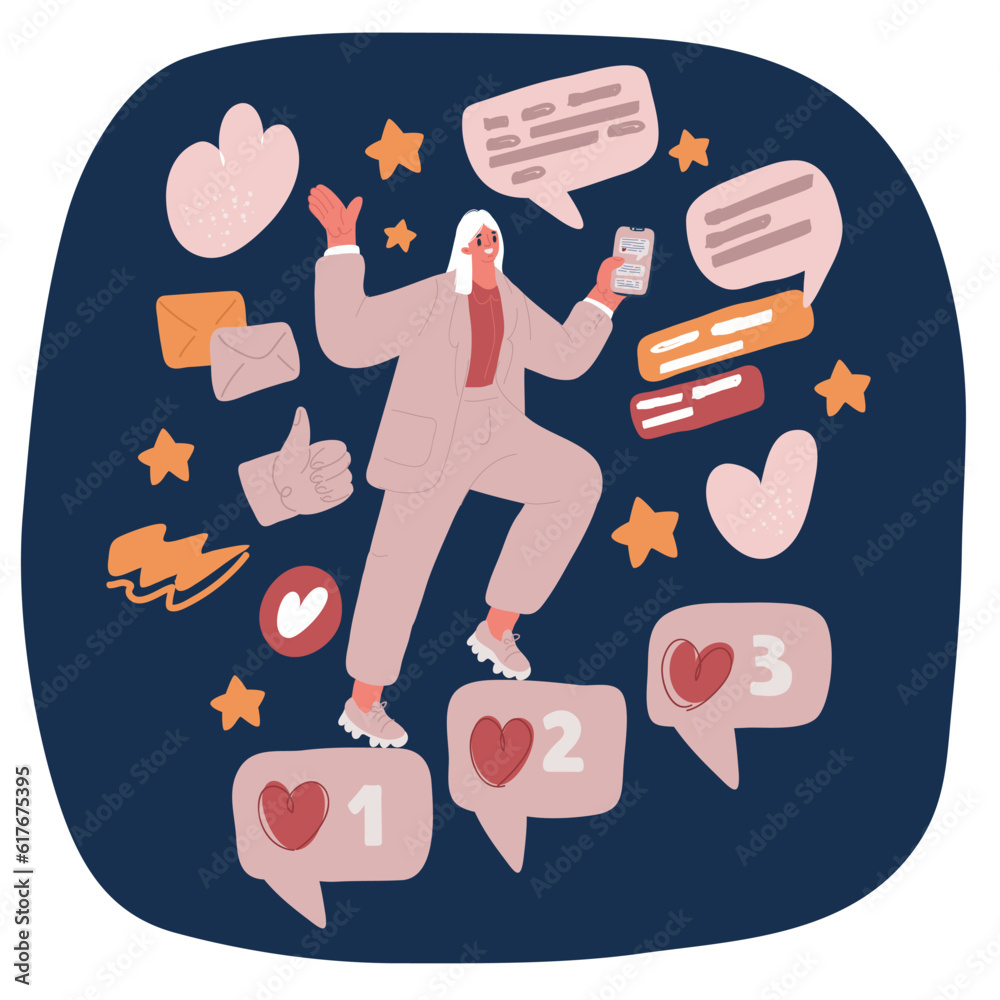 Cartoon vector illustration of Rising up. Career progression ...