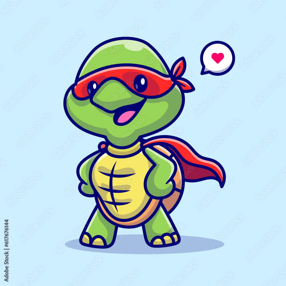 Cute Turtle Super Hero Cartoon Vector Icon Illustration. Animal Holiday ...