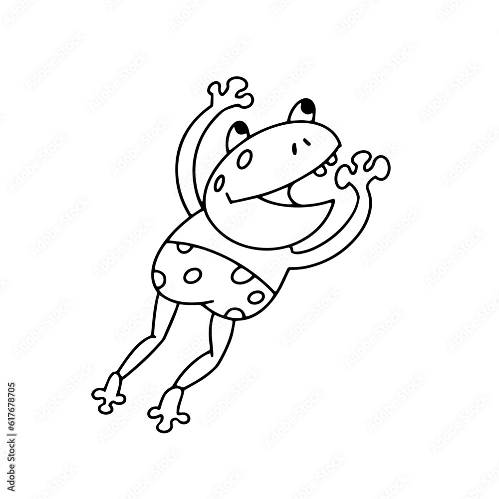 Cute funny frog for design. Drawing cartoon animal character for kids ...