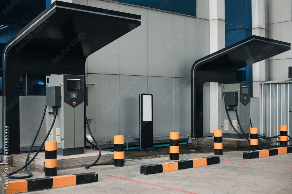 Image of Electric vehicle charging station for charge EV battery. Plug ...
