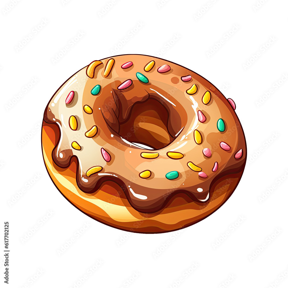 Delicious donut on transparent background. Sweet treats cartoon clipart ...
