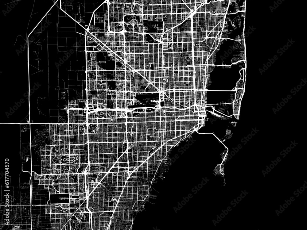 Vector road map of the city of Miami Florida in the United States of ...