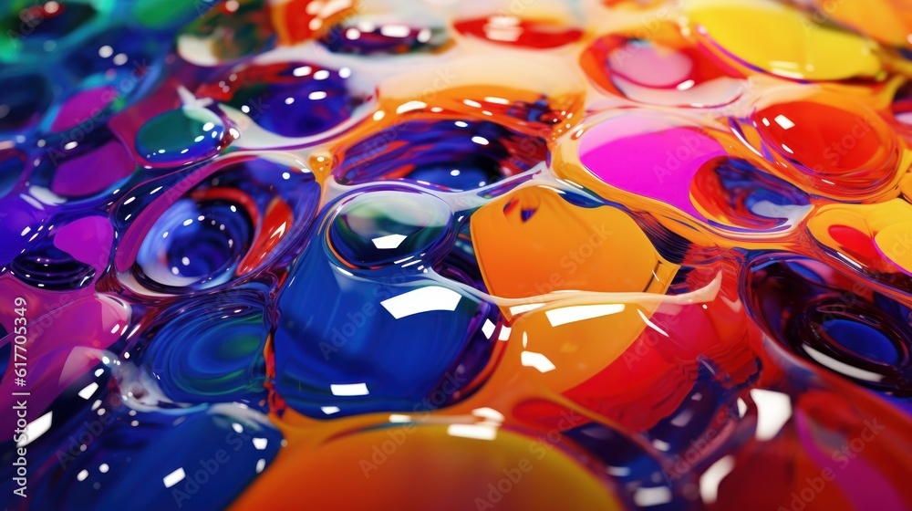 Liquid colors swoosh in a transparent orb and bubbling glass spinning ...