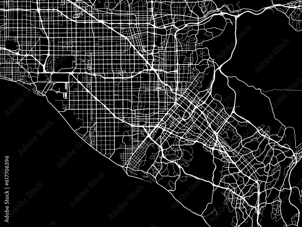 Vector road map of the city of Orange County California in the United ...