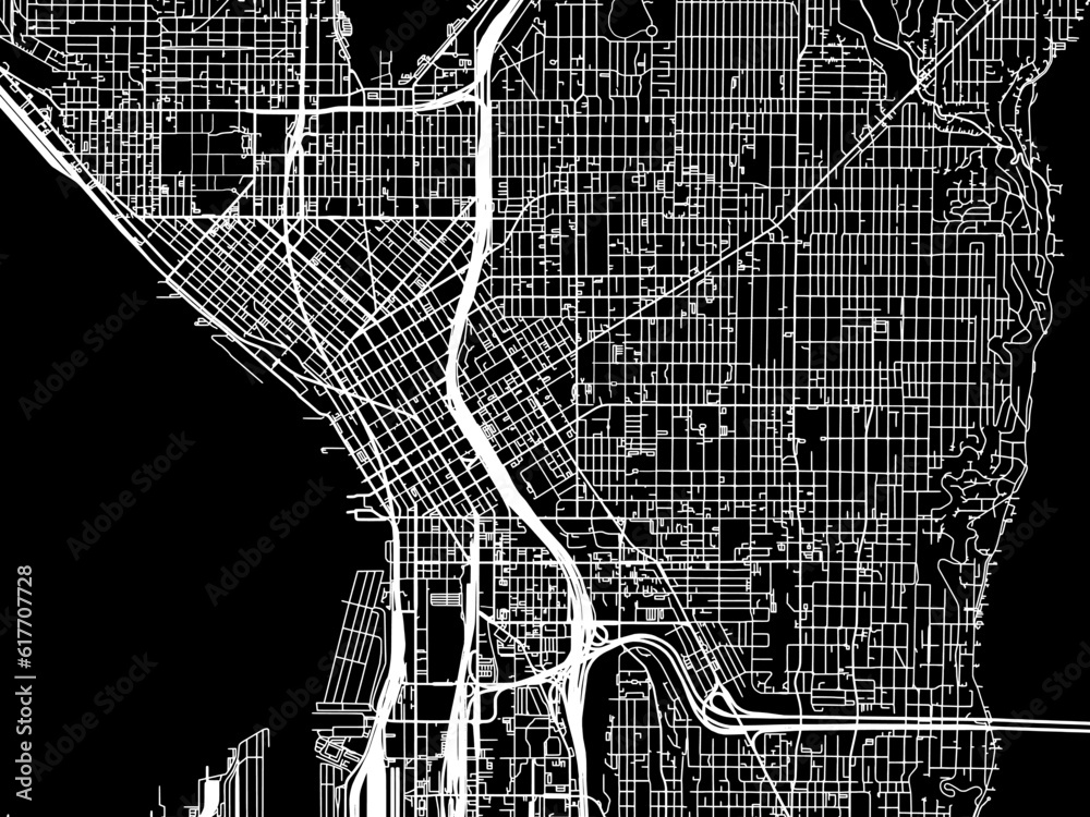 Vector road map of the city of Seattle Center Washington in the United ...