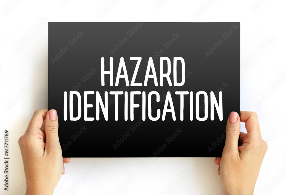 Hazard Identification text on card, concept background Stock Photo ...