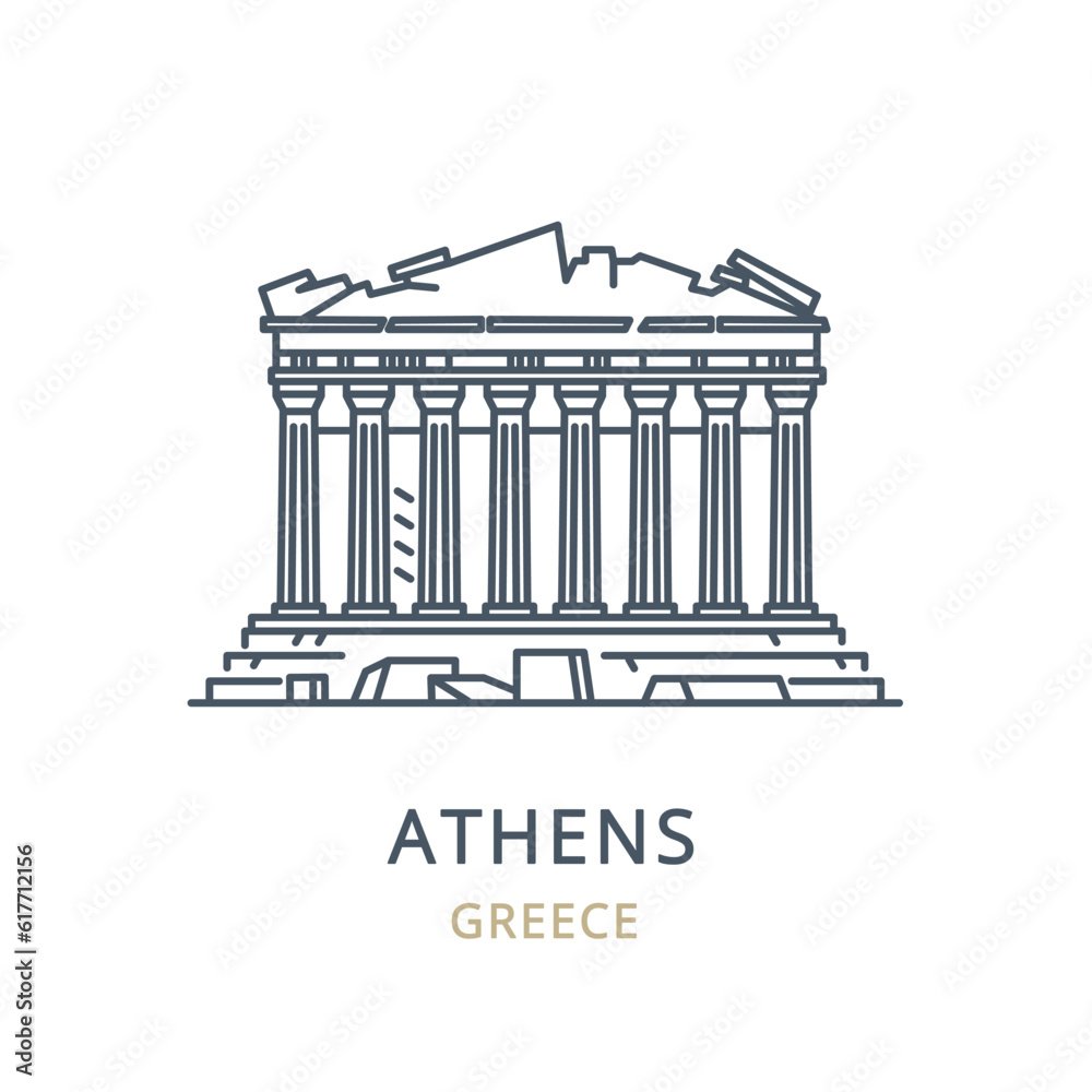 Vector and linear icon of Athens, Greece. Perfect for websites ...