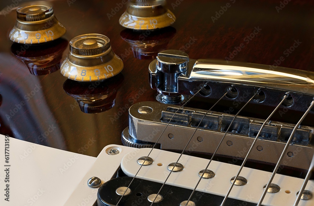 High-resolution image of a guitar featuring a detailed closeup of the ...