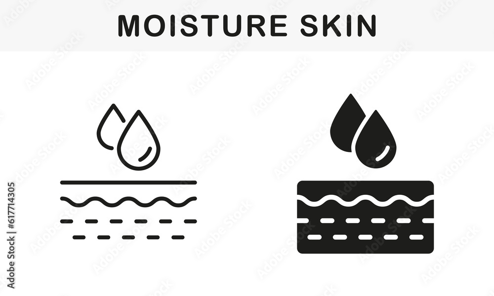 Skin Layer Absorb Water Drop, Anti Dry Skincare Symbol Collection. Skin ...