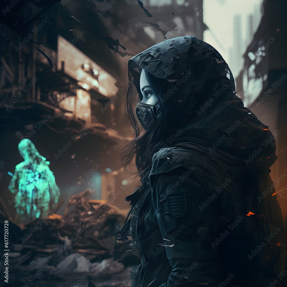 ghost army looking creepy with high tech weapons storming a city in ...