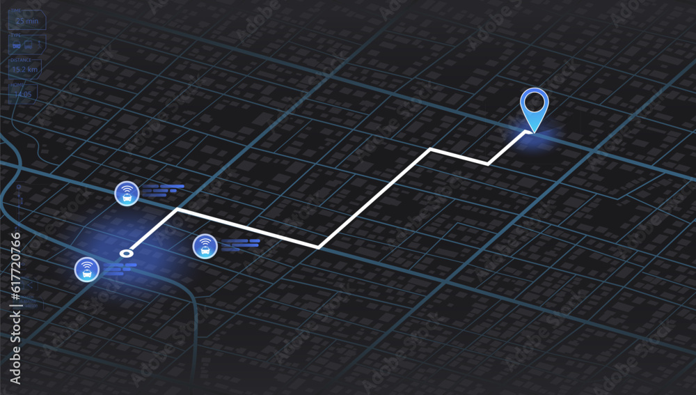 Futuristic Route Dashboard GPS Map Tracking: Cutting-edge Technology ...