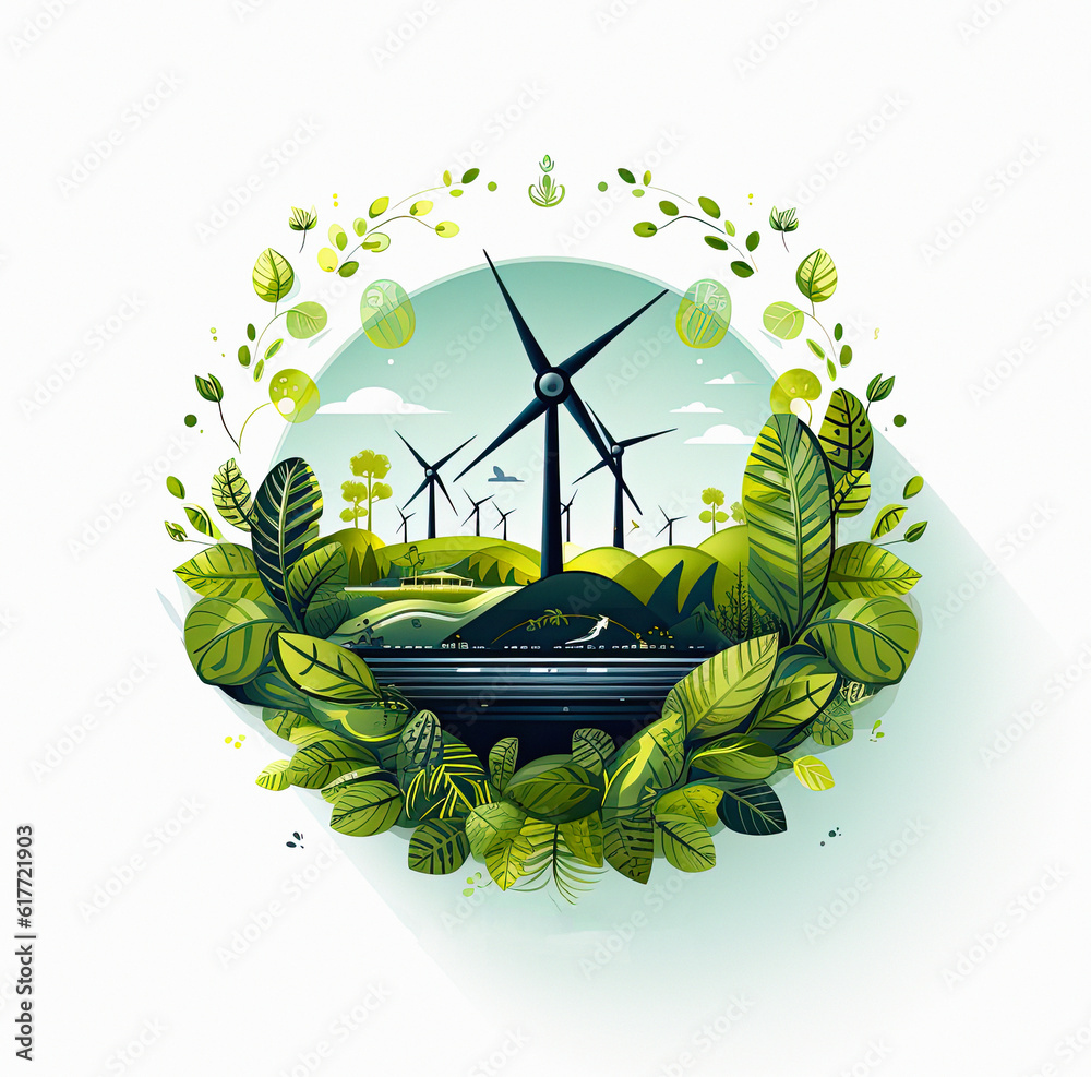 100% green electricity, eco poster concept, ai generative Stock ...