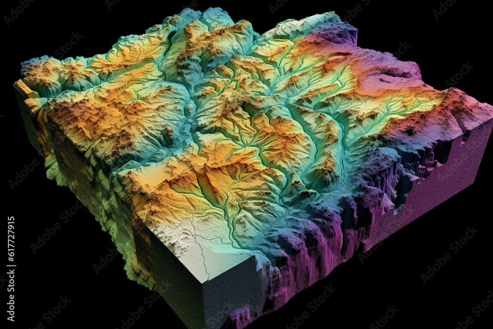 lidar map, created by a neural network, Generative AI technology Stock ...