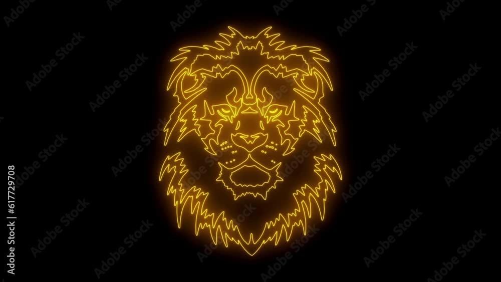 Neon light lion head animation. Animation collection concept with ...
