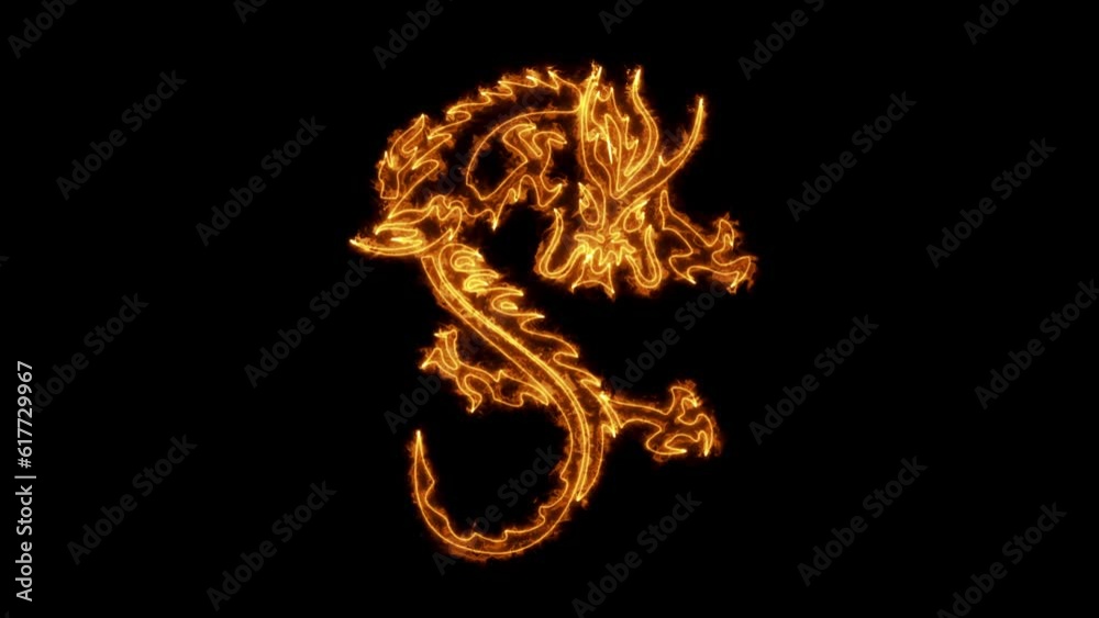 Neon light dragon head animation. Animation collection concept with ...