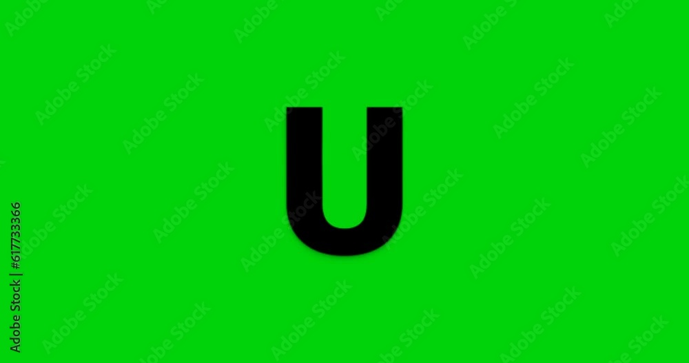 Alphabet Letters U Animation in black and white with ink drop and write ...